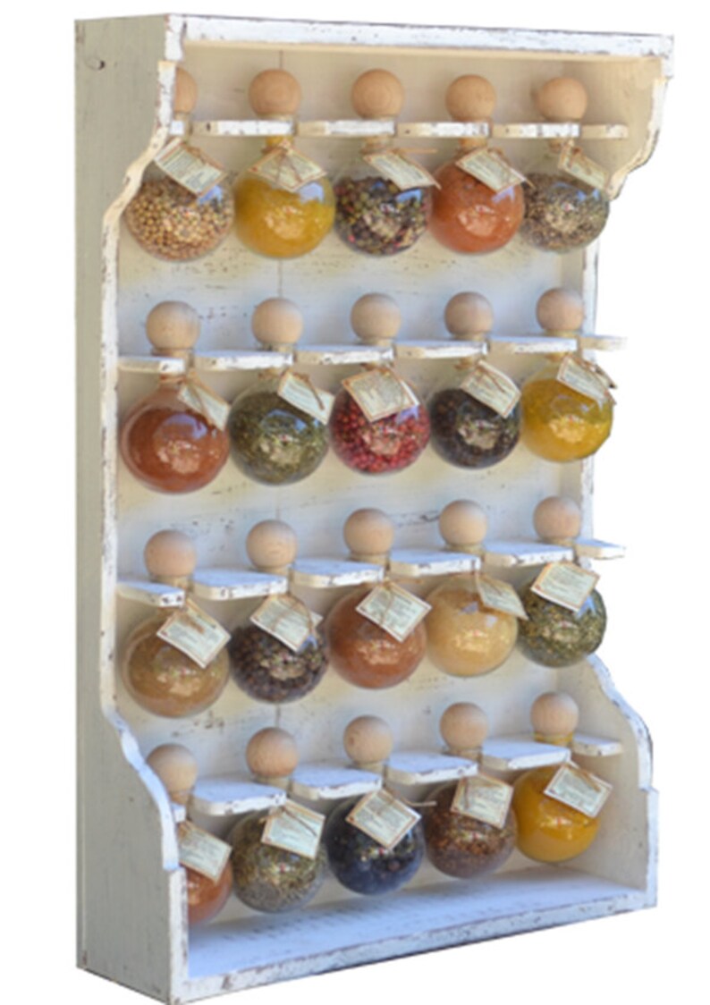 Wooden Spice Rack white Patina Vintage Style Kitchen - Etsy