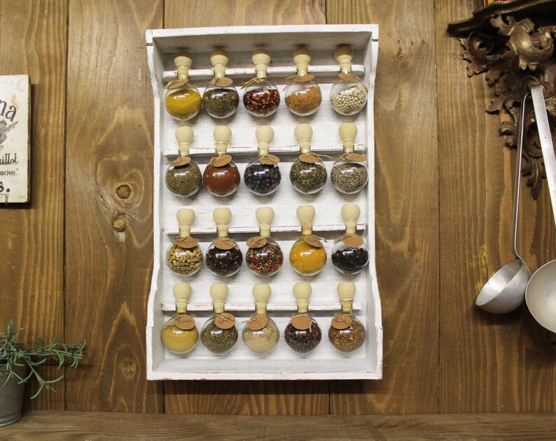 Wooden Spice Rack white Patina Vintage Style Kitchen - Etsy