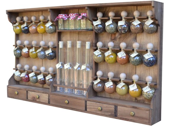 30 Bubbles Wooden Spice Cabinet Wood Stain - Etsy