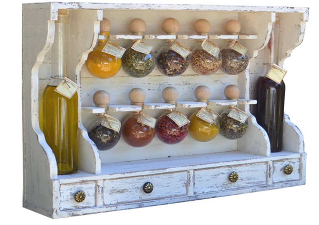 Spice Racks 10 Bubbles White Patina - Etsy