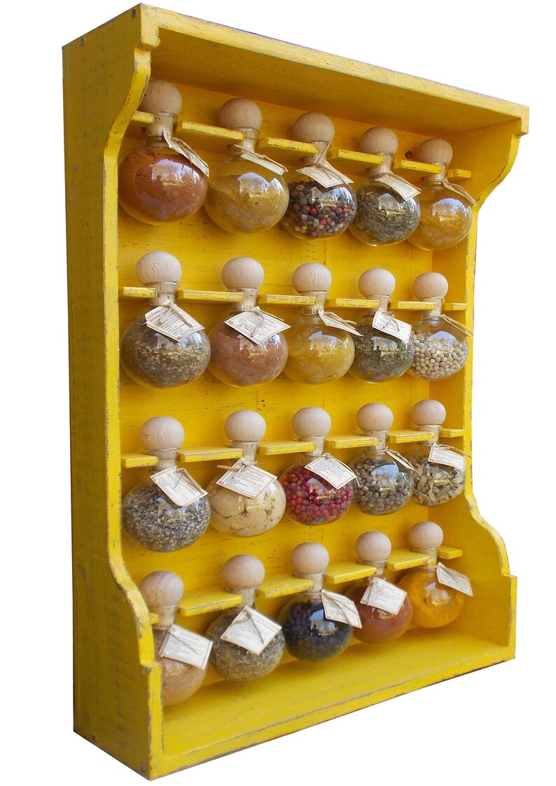 Wooden Spice Rack yellow Patina Vintage Kitchen Storage - Etsy