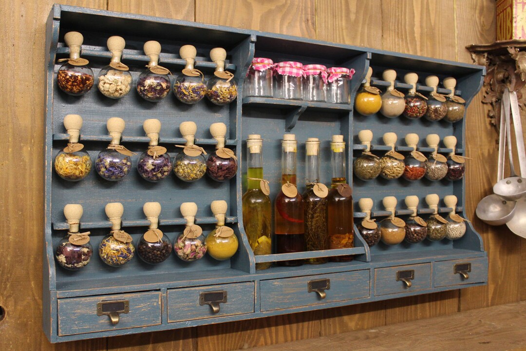 30-bubble Wooden Spice Cabinet: White "spice Bubbles" Patina - Etsy
