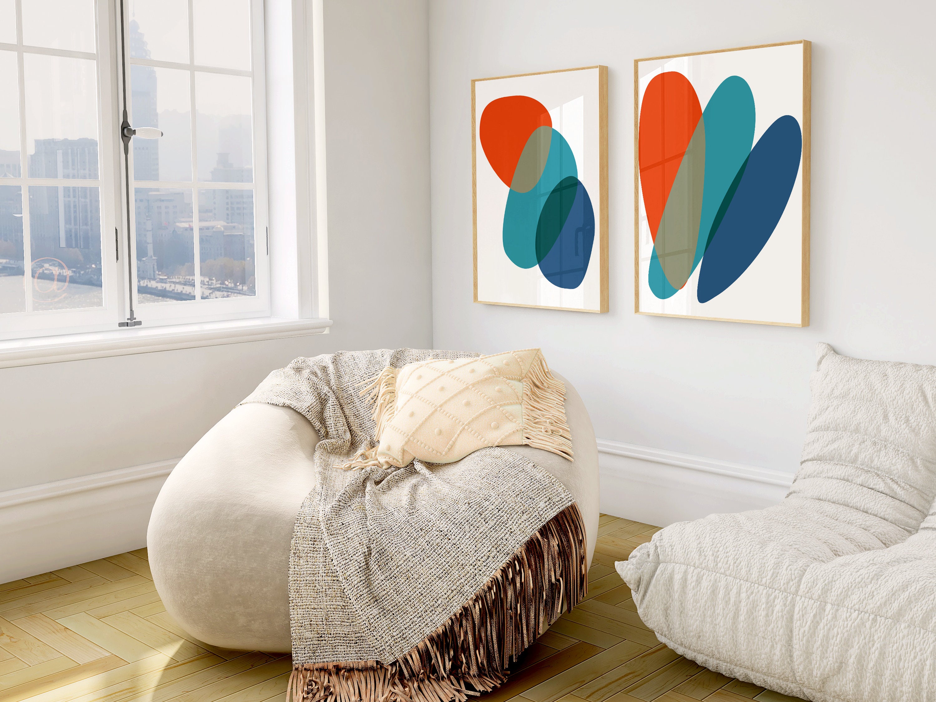 Wall Art Set of 2 Abstract, Minimalistic Abstract Wall Art, Colorful ...