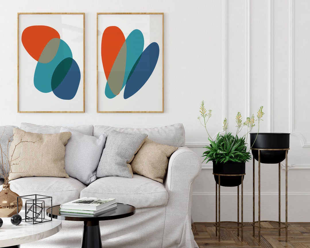 Wall Art Set of 2 Abstract, Minimalistic Abstract Wall Art, Colorful ...