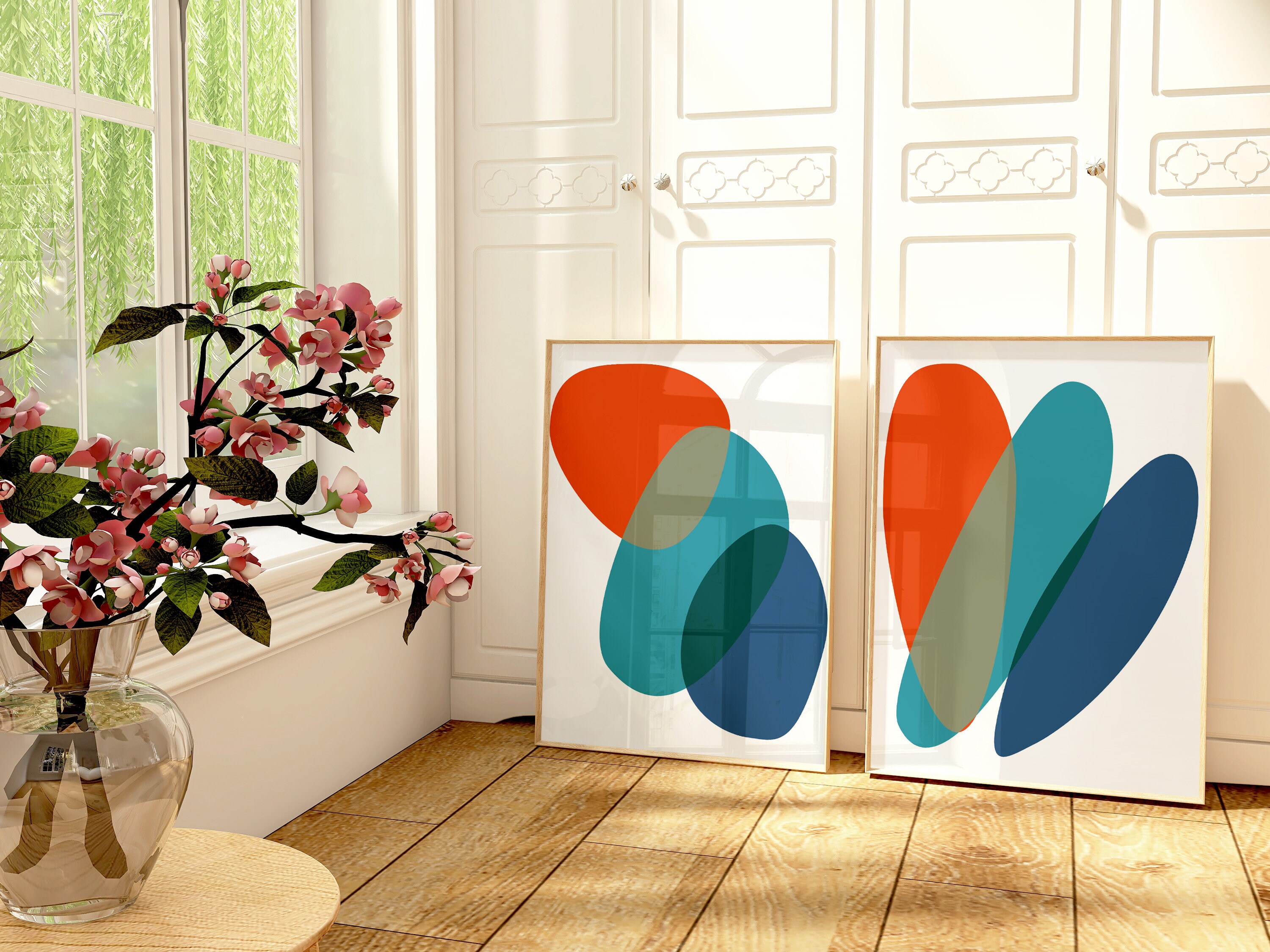 Wall Art Set of 2 Abstract, Minimalistic Abstract Wall Art, Colorful ...