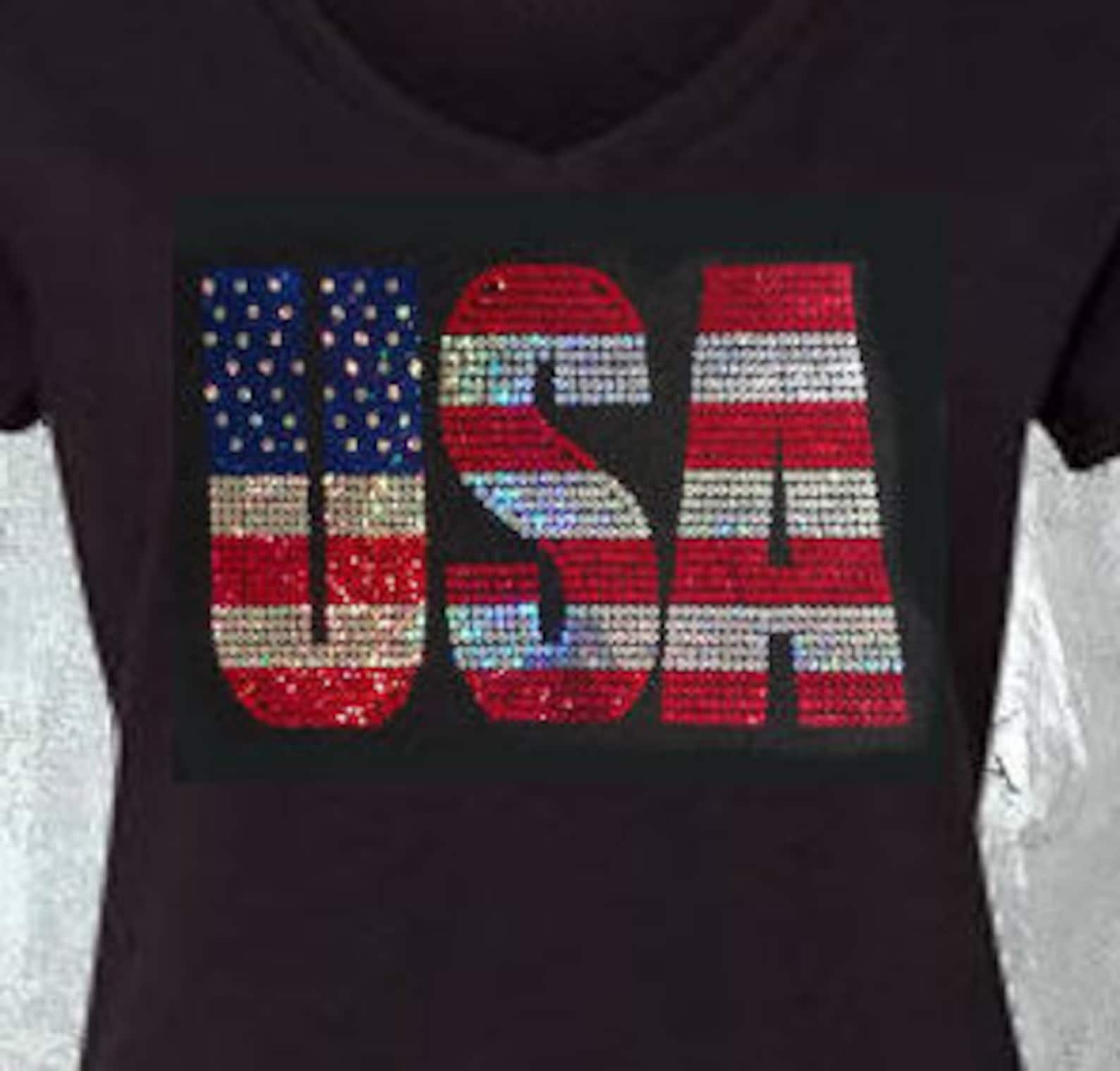 USA Flag Sequins Shirts Plus Sizes Sweatshirts and Hoodies - Etsy