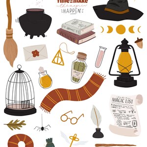 Magical Wizard School Clipart Bundle, Witch Academia, Witchcraft ...