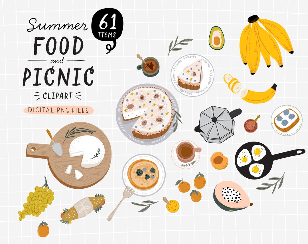 Summer Food Picnic Essentials Clipart, Digital Goodnotes Stickers ...
