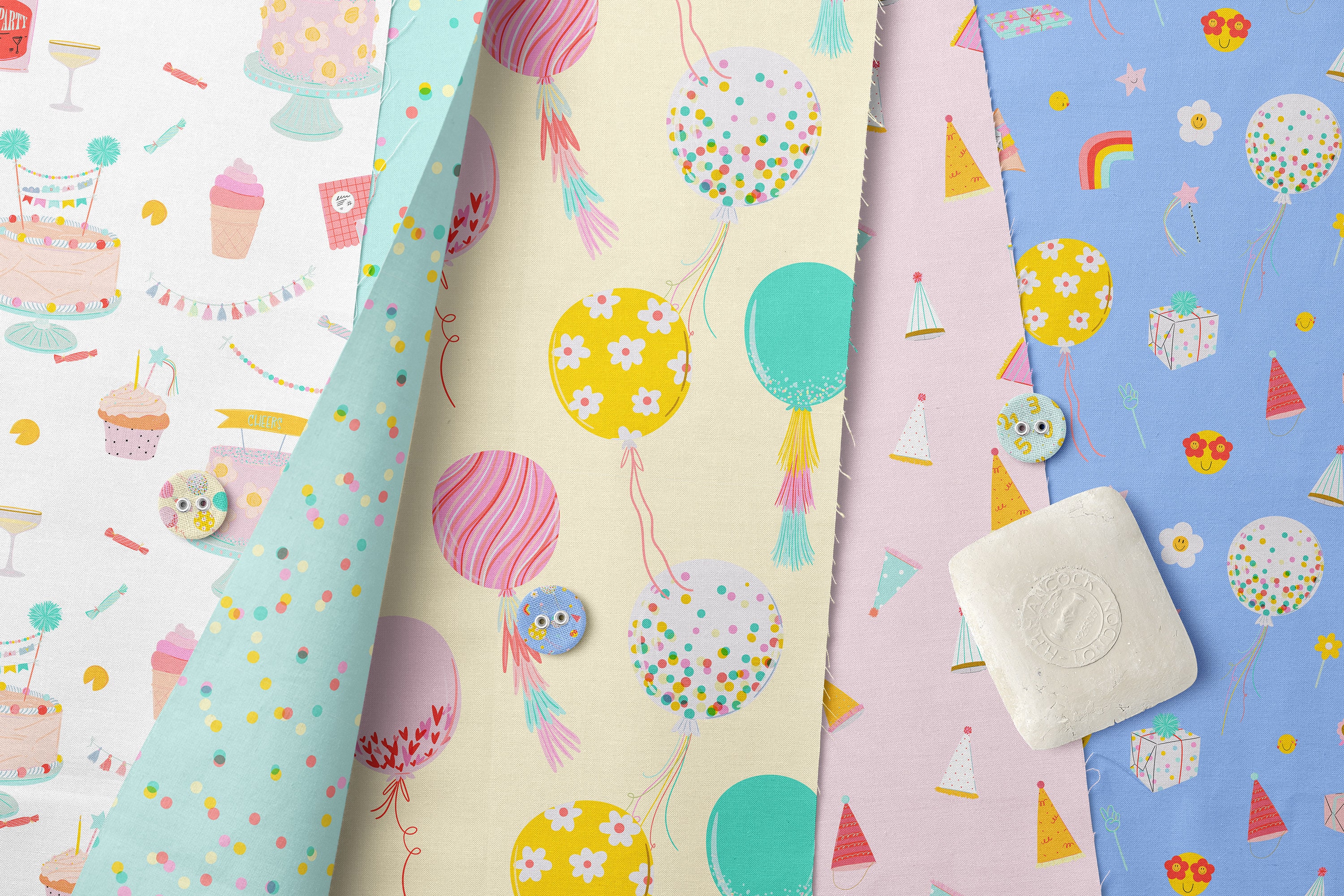 Cheerful Happy Birthday Digital Papers Party Seamless Pattern Scrapbook ...