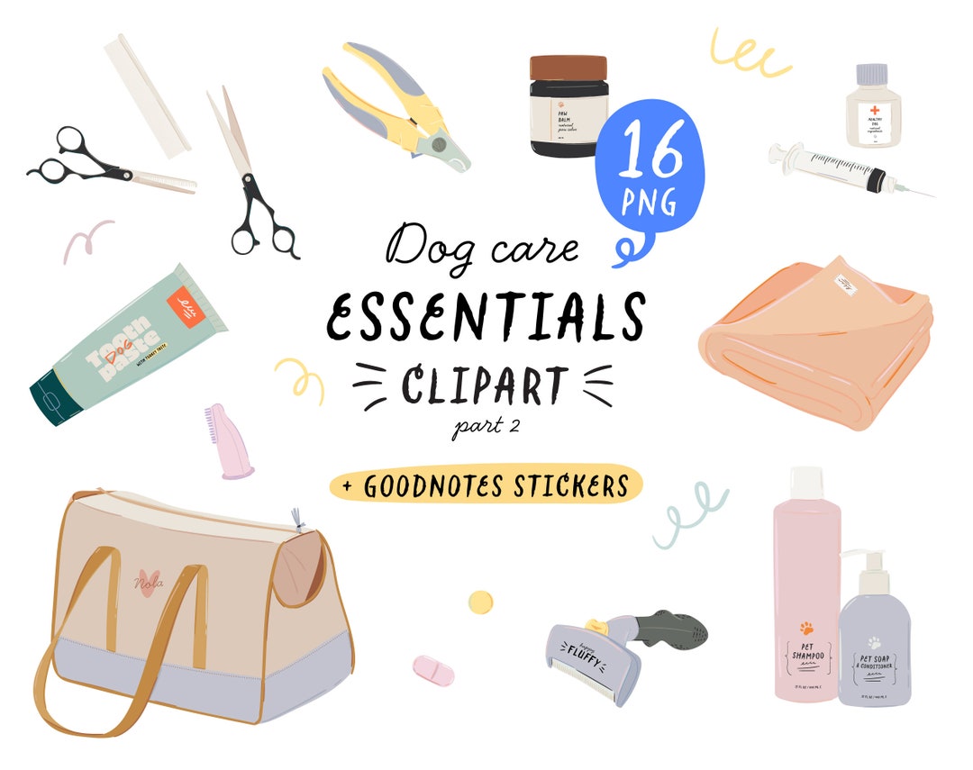 Dog Care Clipart, Digital Planner Stickers, Dog Mom Essentials Clipart ...