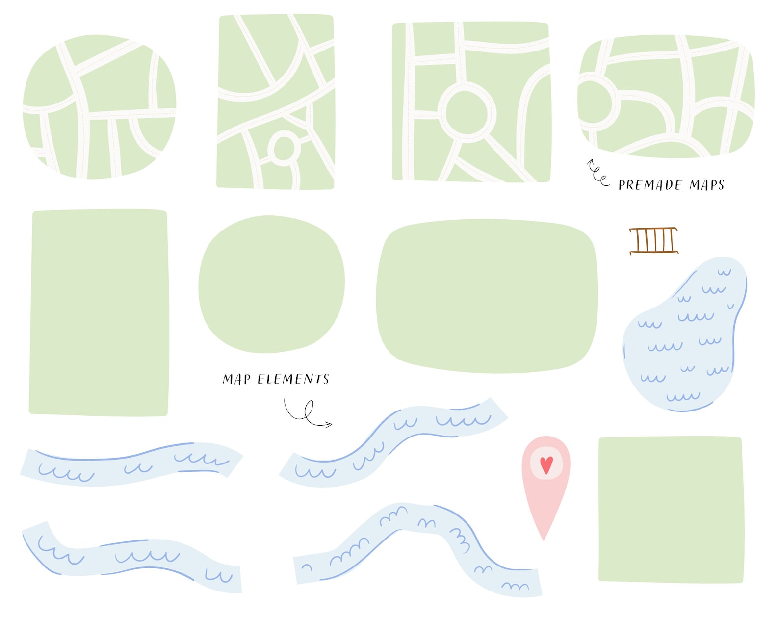 Digital Map Creator Elements for DIY Projects Hand-drawn Road Maps ...