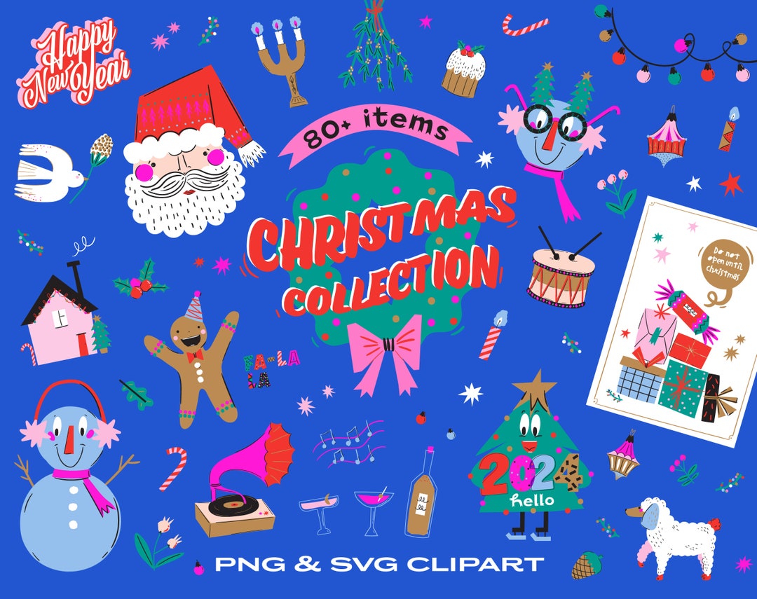 Christmas Clipart Winter Holidays Illustration, Christmas Tree Santa ...