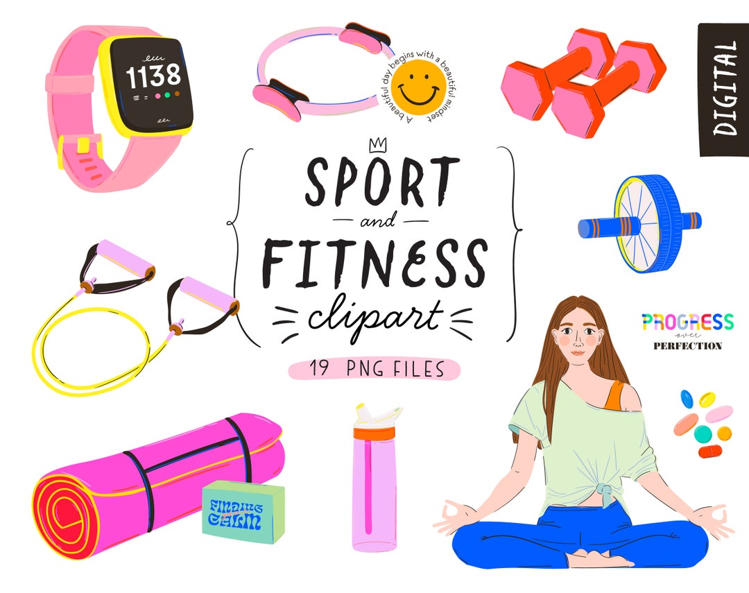 Sport Fitness Yoga Clipart, Goodnotes Stickers, That Girl Planner ...