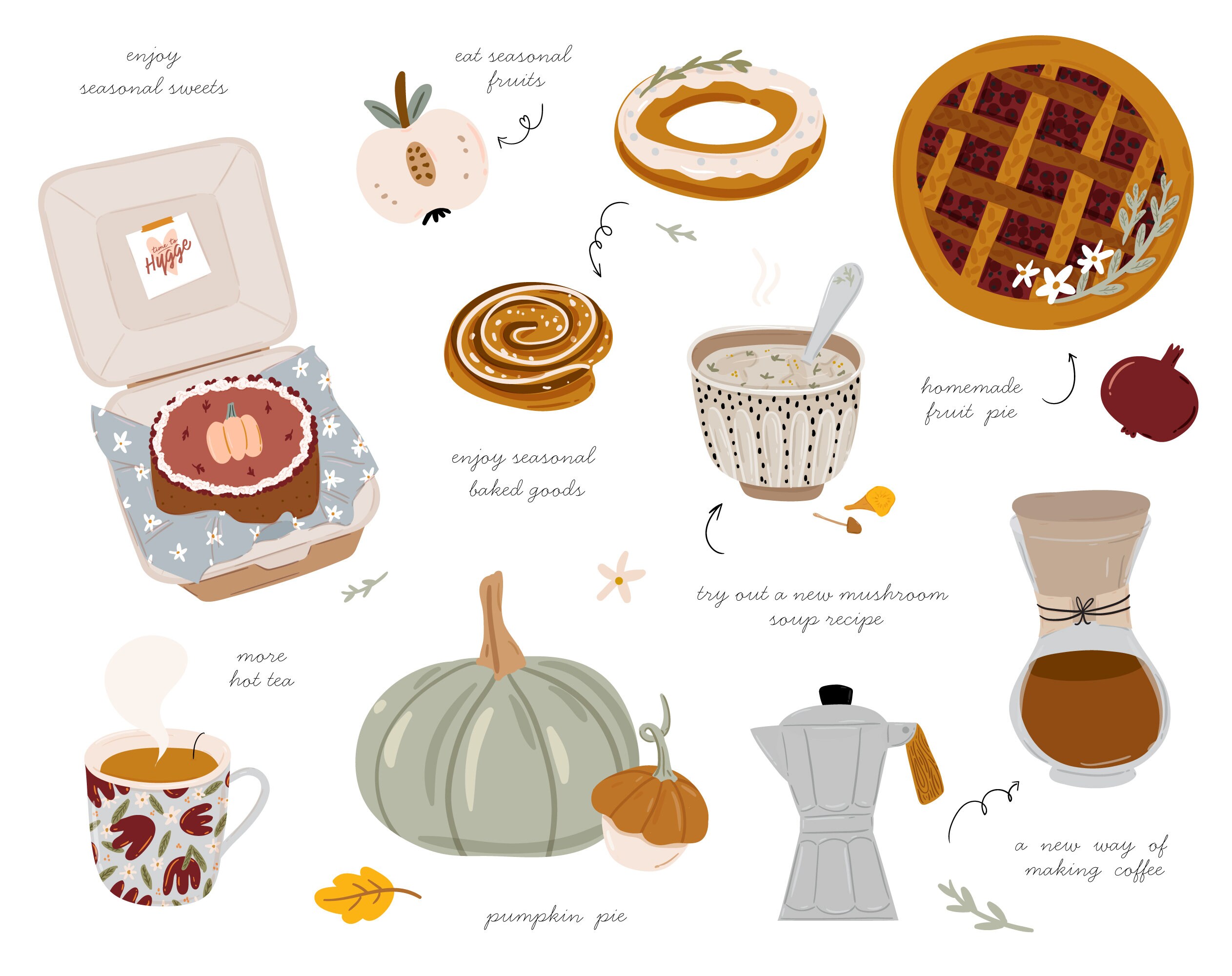 Autumn Food Clipart Bundle: Fall Treats Digital PNG. Harvest Season ...