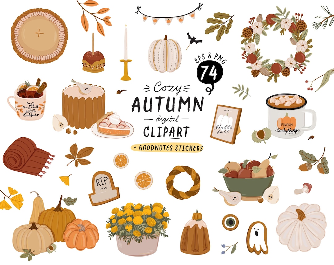 Autumn Clipart Cozy Fall Decor Autumn Food Harvest Pumpkin Season, Hand ...