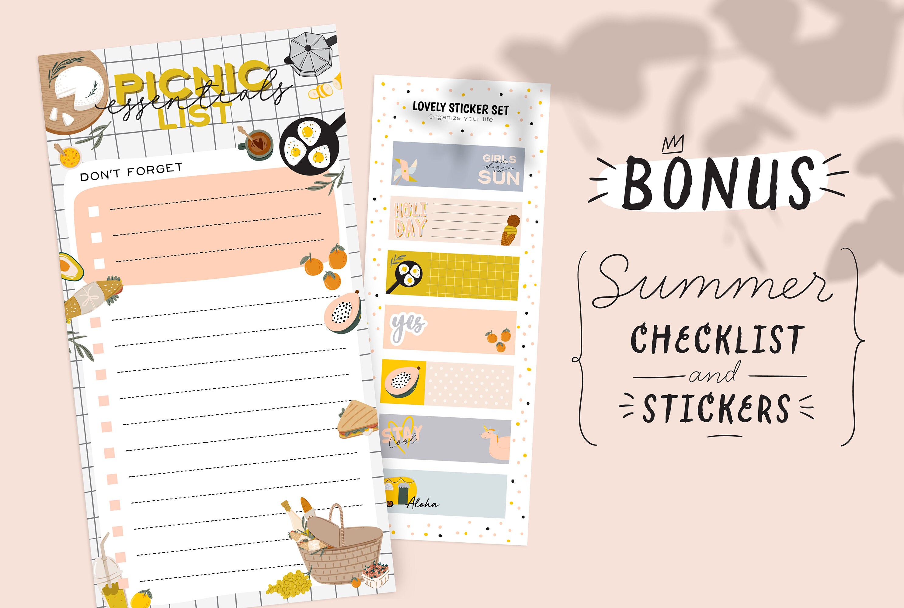Summer Food Picnic Essentials Clipart, Digital Goodnotes Stickers ...