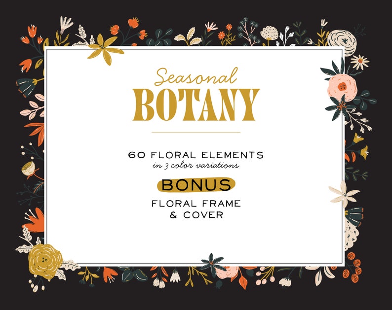 Digital Flowers Clipart PNG Hand Drawn Floral Illustration, Botanical ...