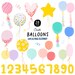 Colorful Balloons & Cute Numbers Balloons Clipart for Happy Birthday ...