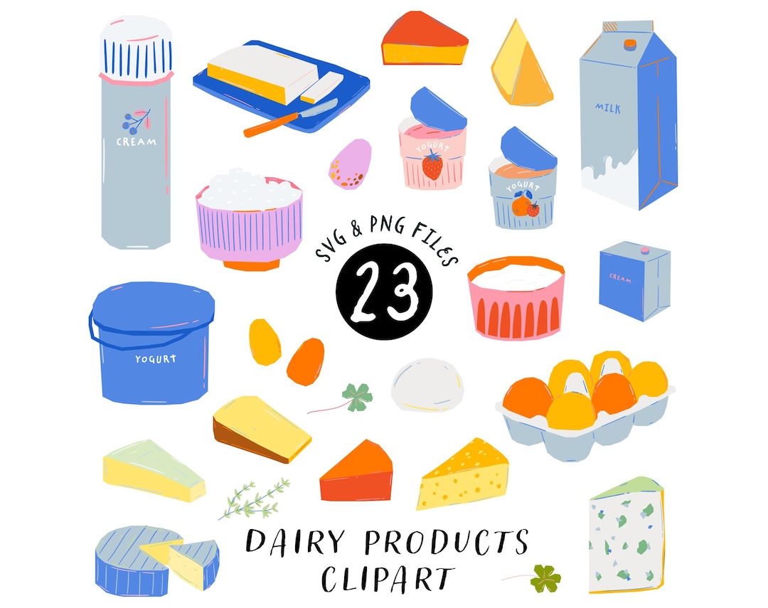 Food Clipart Dairy Products Bundle. Digital Cooking Eco Ingredients ...
