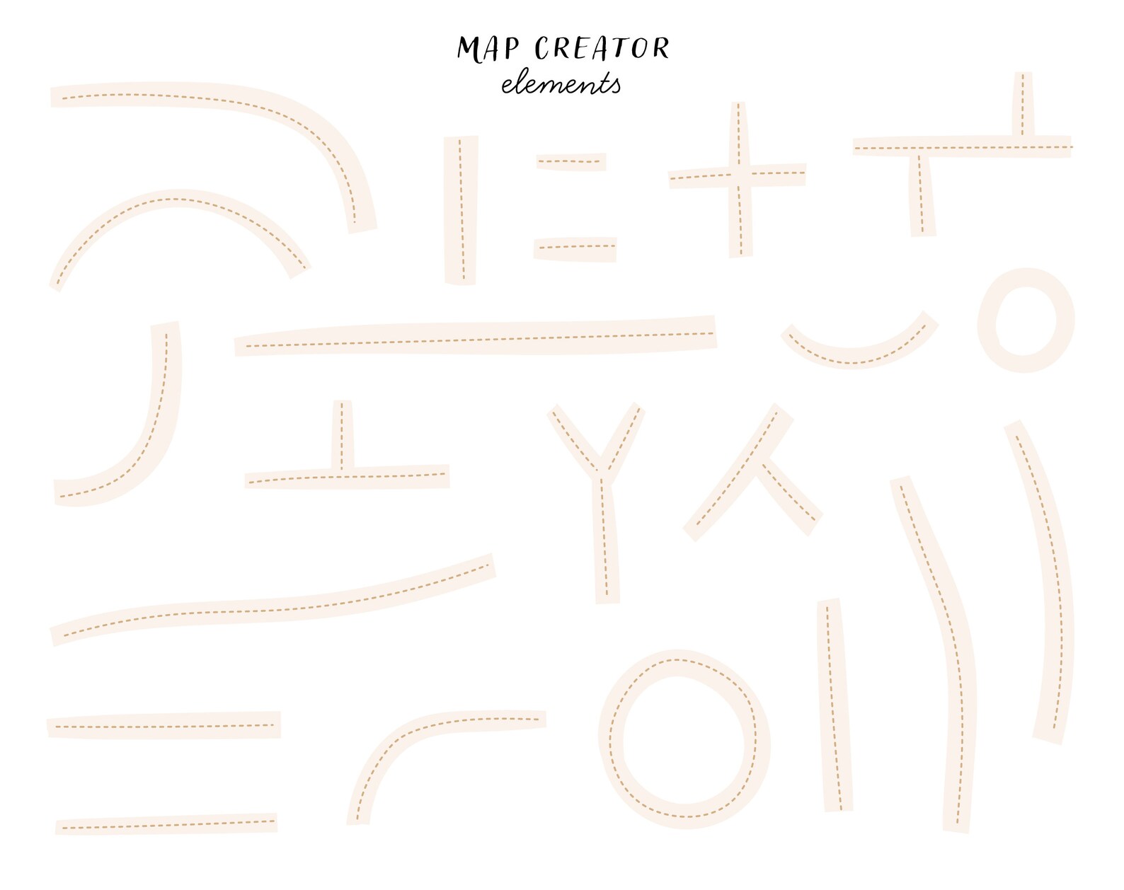 Digital Map Creator Elements for DIY Projects Hand-drawn Road Maps ...