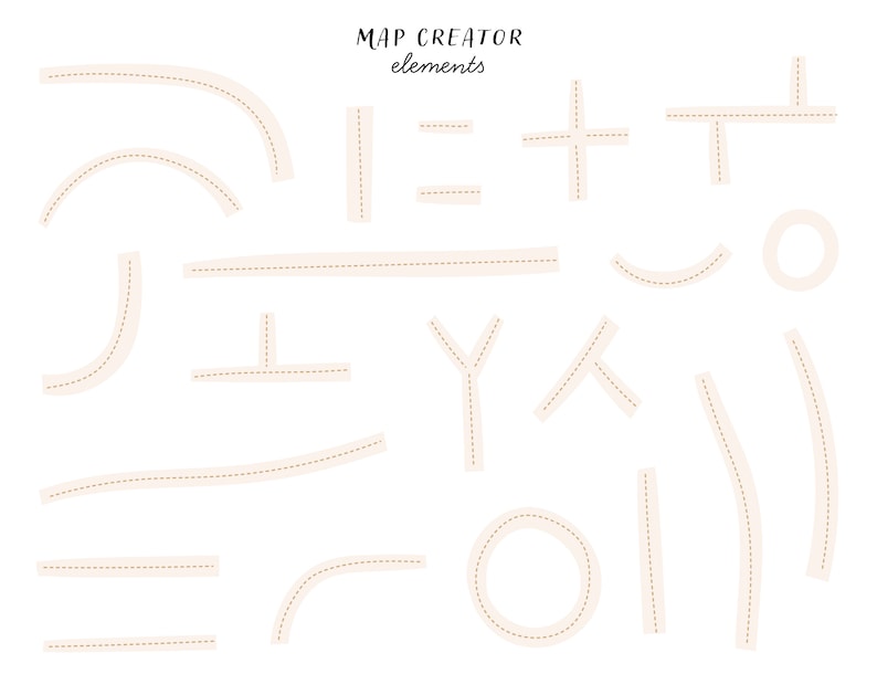 Digital Map Creator Elements for DIY Projects Hand-drawn Road Maps ...
