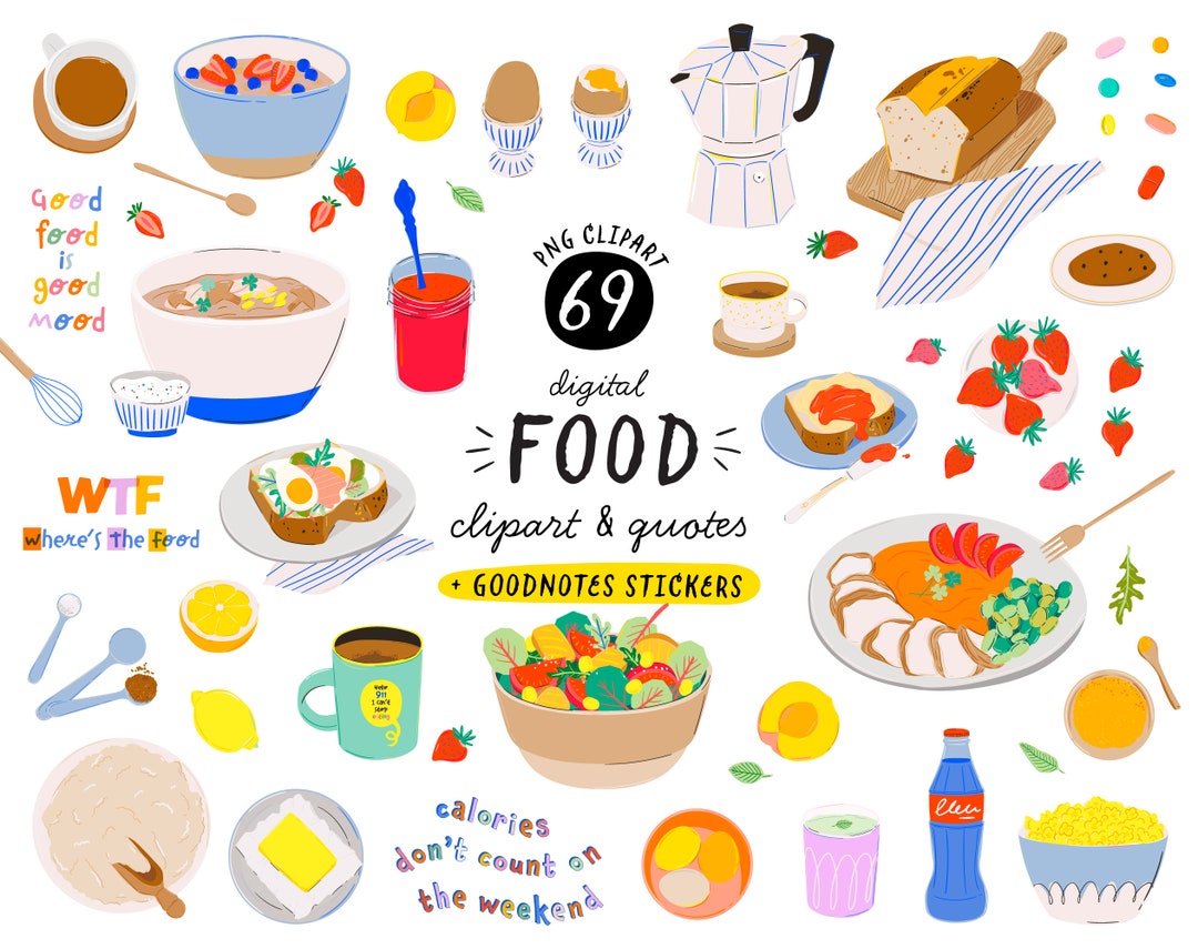 Food Clipart Bundle Digital Daily Meal Plans PNG. Goodnotes Stickers ...