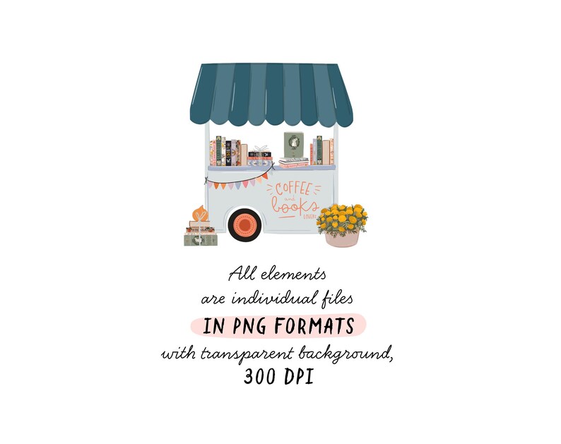 Cozy Book Lovers Clipart, Cute Coffee Bookshop, Fall Bookworms Cozy ...