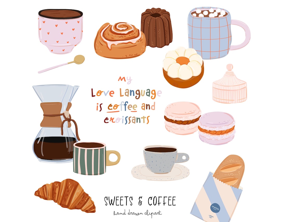 Trendy Sweet Food Cafe Clipart Elements. Planner Stickers: Cute Sweets ...