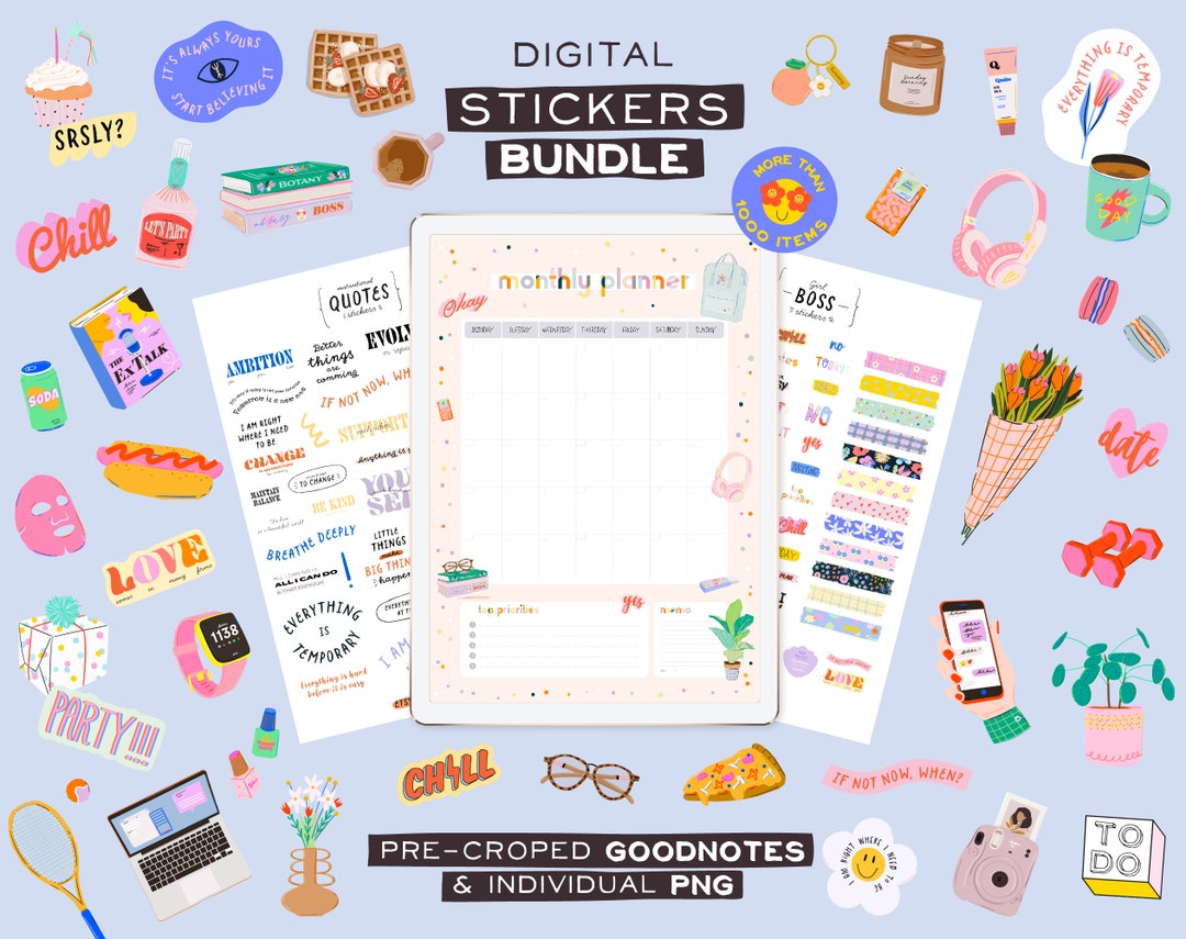 Digital Stickers Bundle Goodnotes Stickers Planner Clipart Daily ...