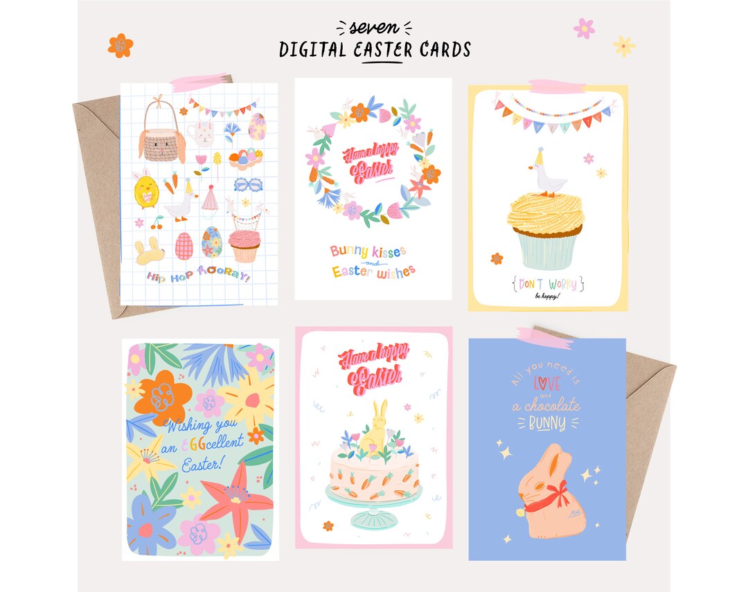 Digital Easter Cards. Easter Prints With Holiday Clipart and Quotes ...