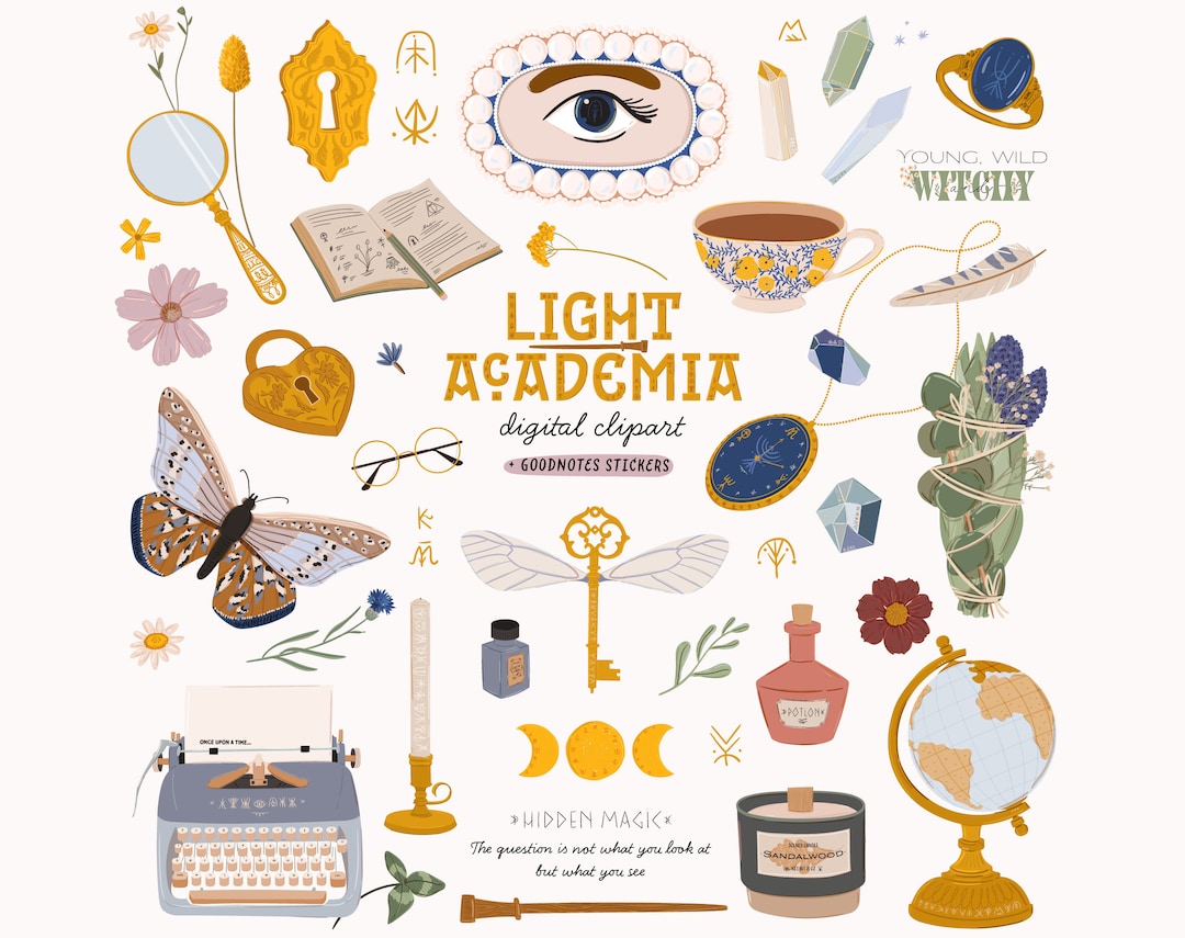 Light Academia Clipart Mystery Goodnotes Stickers Magic Illustration ...