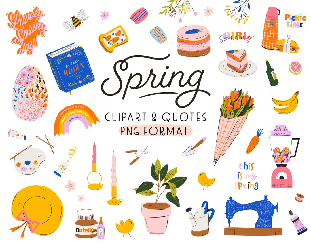 Spring Digital Clipart and Quotes Easter Clipart, Seasonal Flowers ...