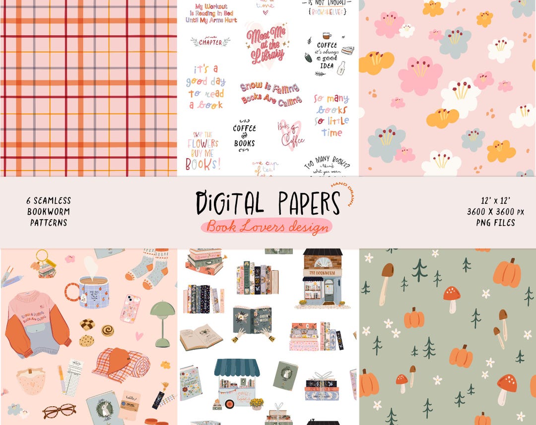 Cute Digital Papers, Cozy Seamless Pattern, Winter & Autumn Scrapbook ...