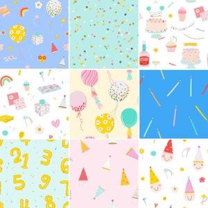 Cheerful Happy Birthday Digital Papers Party Seamless Pattern Scrapbook ...