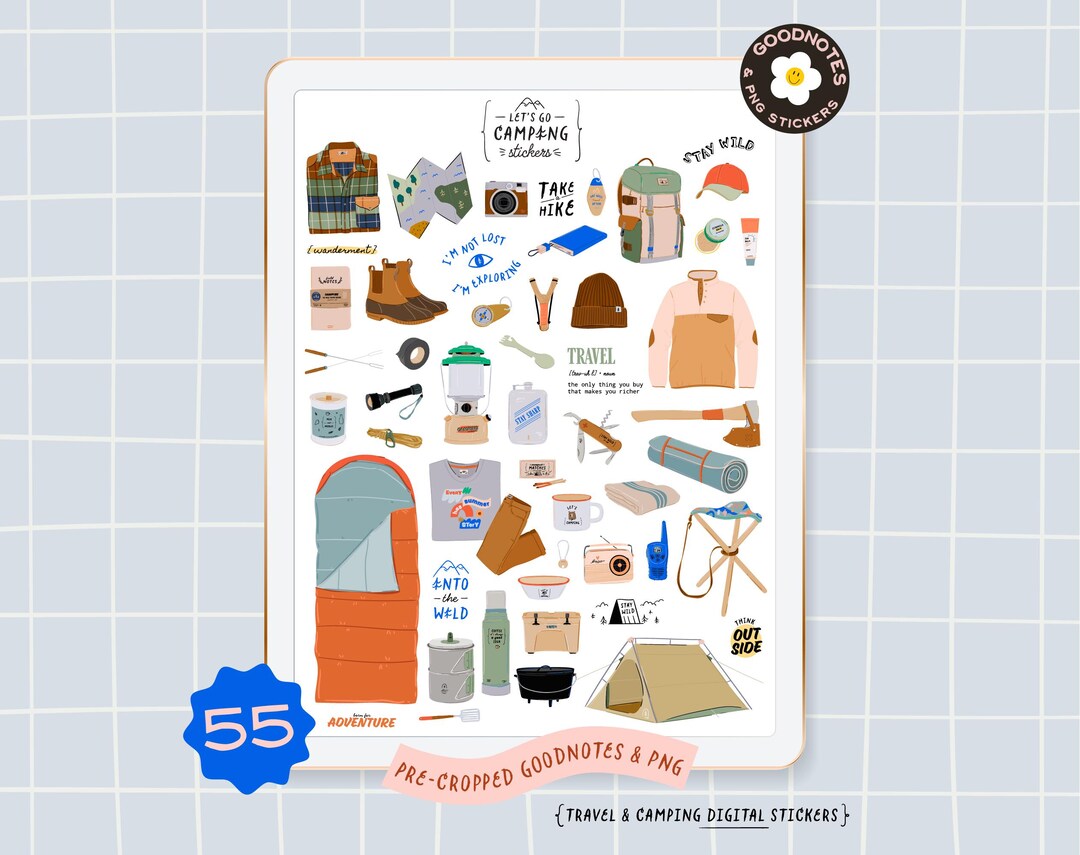 Travel Stickers Camping Clipart Summer Hike Outdoor Adventure Camping ...