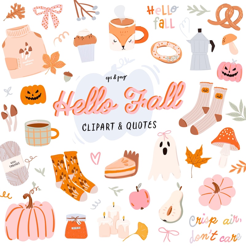 Cute Fall Clipart - Etsy