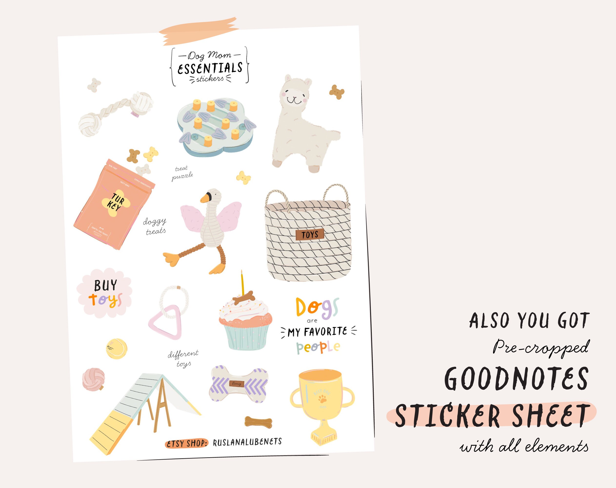 Dog Care Clipart, Digital Planner Stickers, Dog Mom Essentials Clipart ...