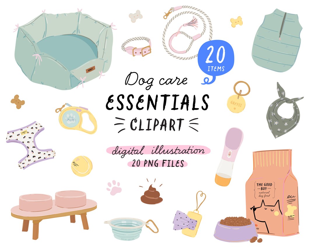 Dog Care Clipart Digital Planner Stickers Dog Mom Essentials - Etsy