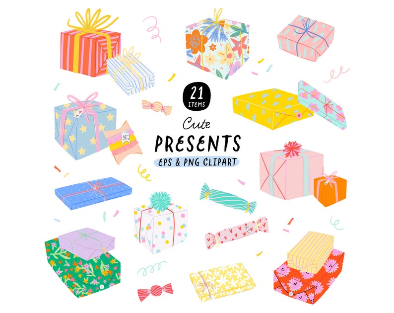 Colorful Presents Clipart for Happy Birthday and Party Celebration ...