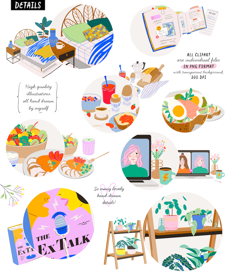 Daily Routine Clipart, Self Care Bucket List. Lifestyle Everyday Chores ...