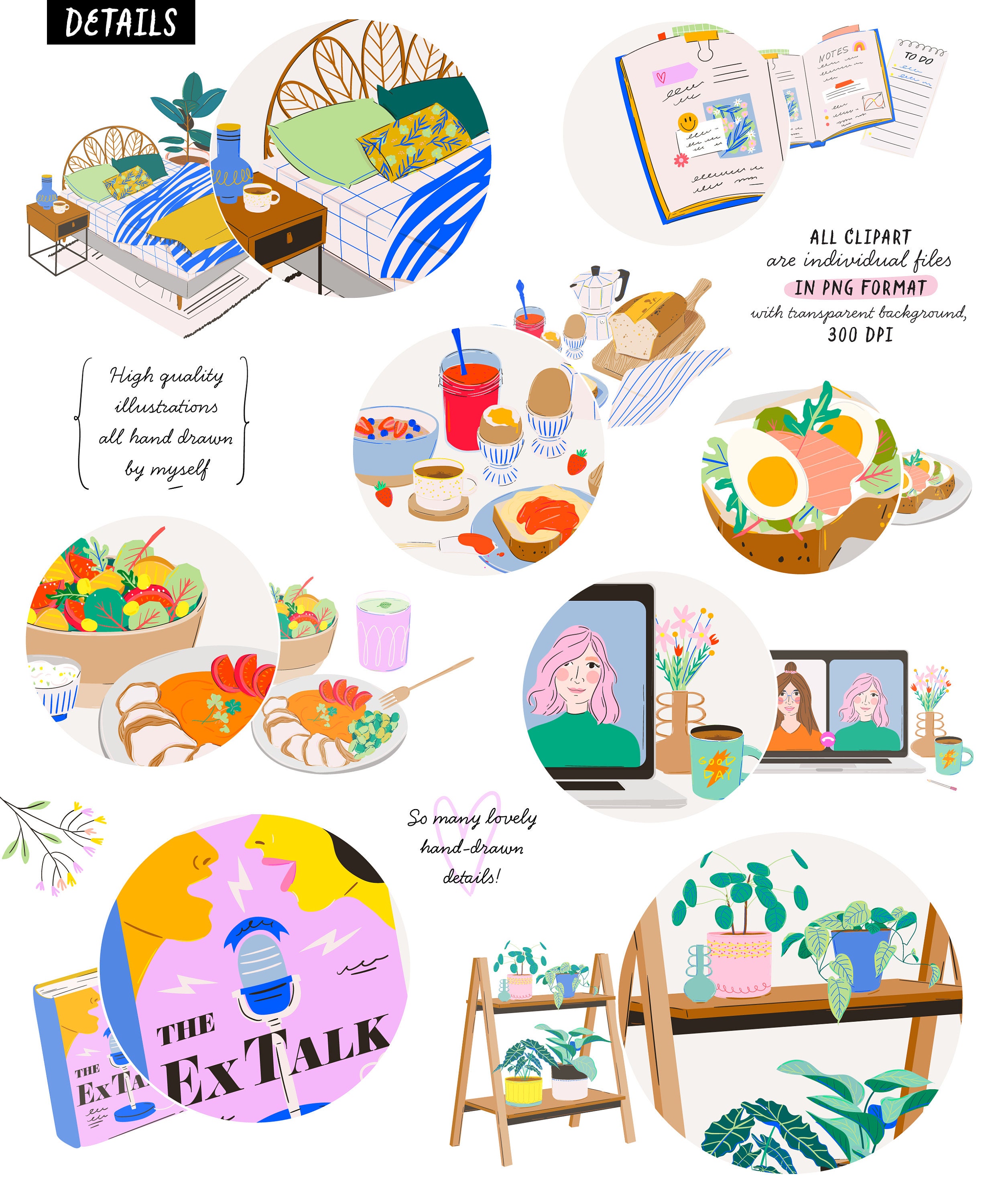 Daily Routine Clipart, Self Care Bucket List. Lifestyle Everyday Chores ...