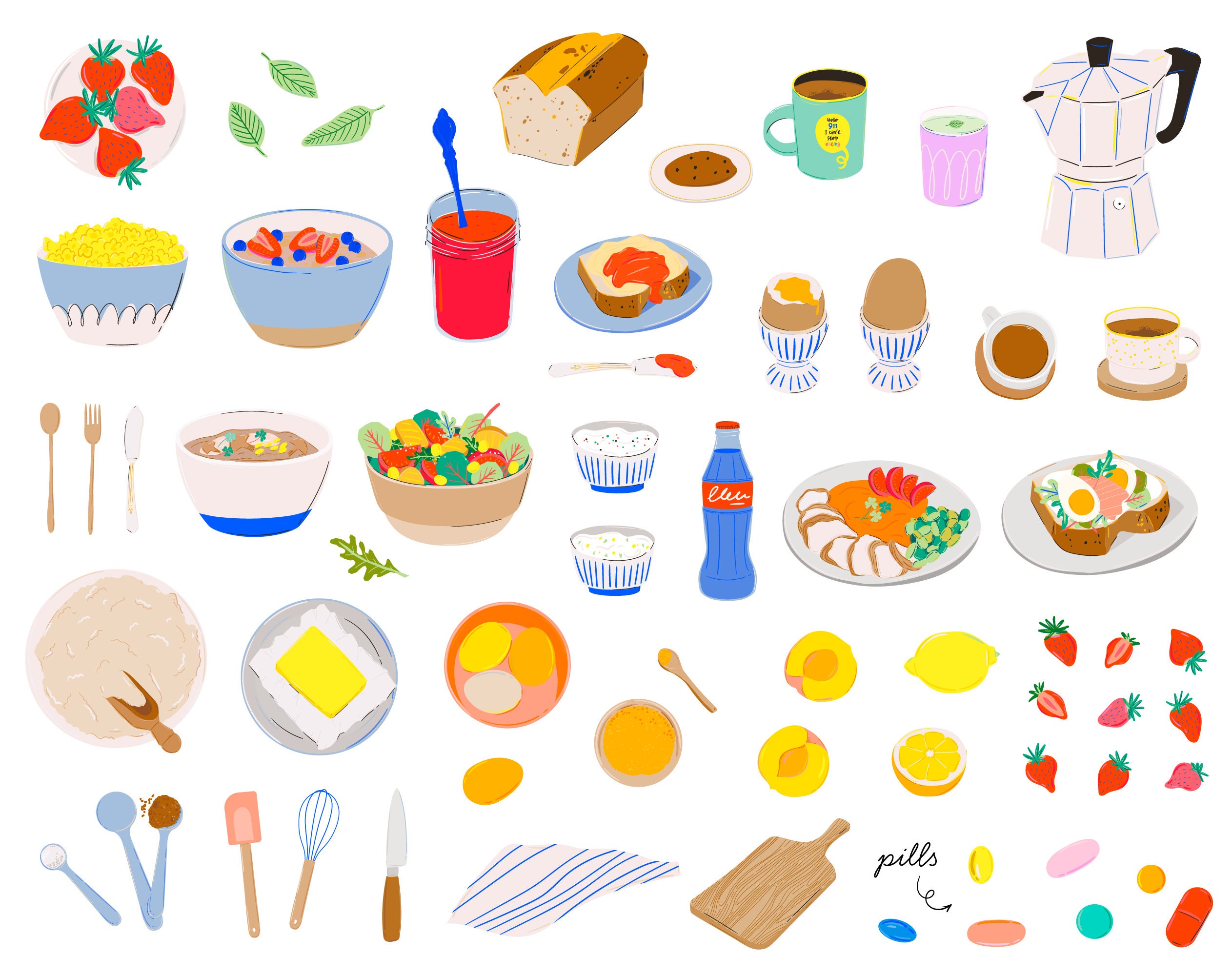 Food Clipart Bundle Digital Daily Meal Plans PNG. Goodnotes Stickers ...