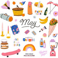 Spring Clipart Bundle, Floral SVG, Easter Clipart, Rainy Day PNG ...