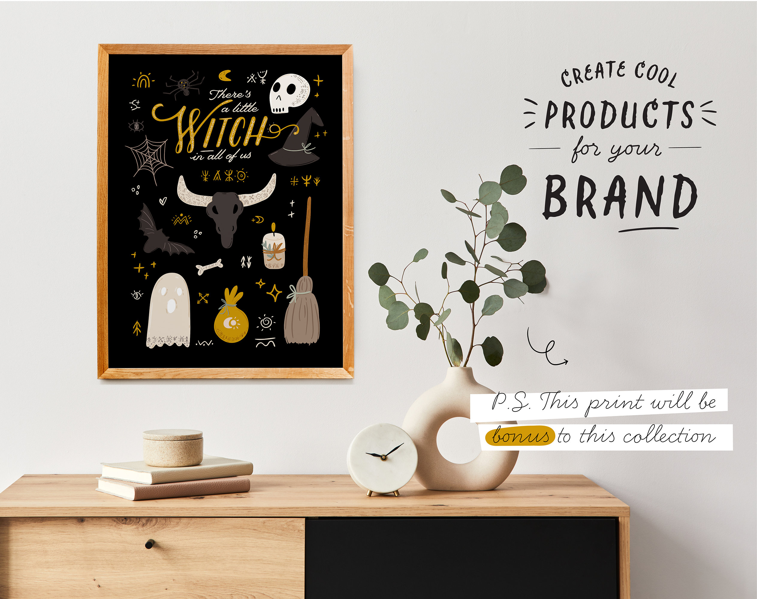 Spooky Halloween Clipart: Autumn Mystery Digital PNG Set, Cute Hand ...