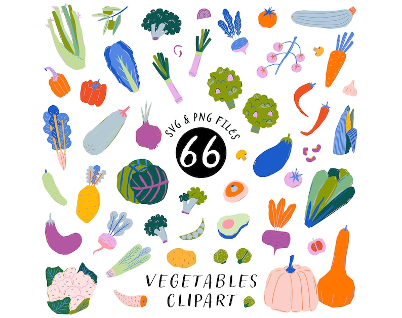 Vegetables Clipart Healthy Food Clipart. Digital Vegan Food Pumpkin ...
