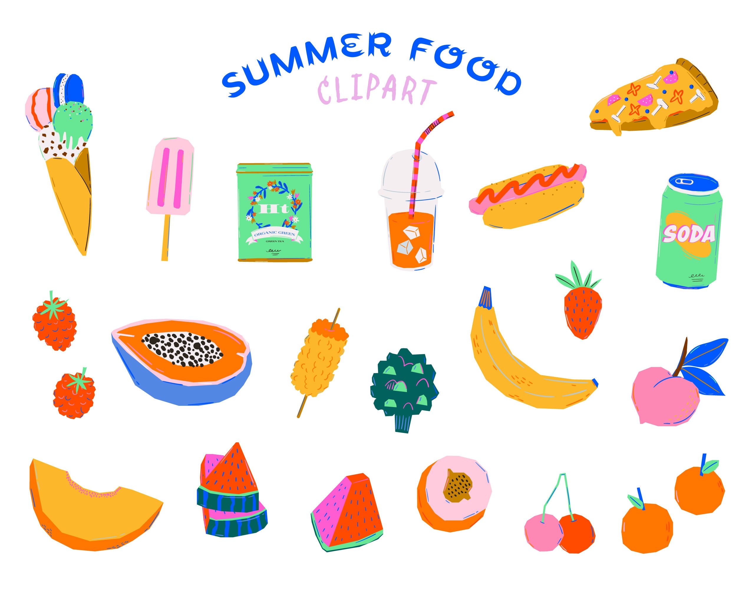 Summer Vibes Clipart, Digital Goodnotes Stickers, Trendy Tropic Jungle ...
