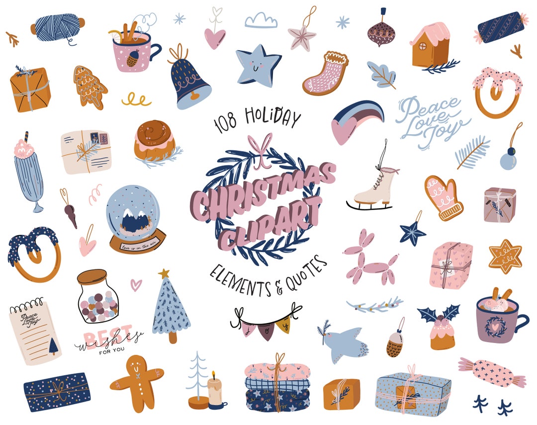 Christmas Holiday Clipart, Festive Winter Digital Clipart PNG Christmas ...