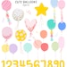 Colorful Balloons & Cute Numbers Balloons Clipart for Happy Birthday ...