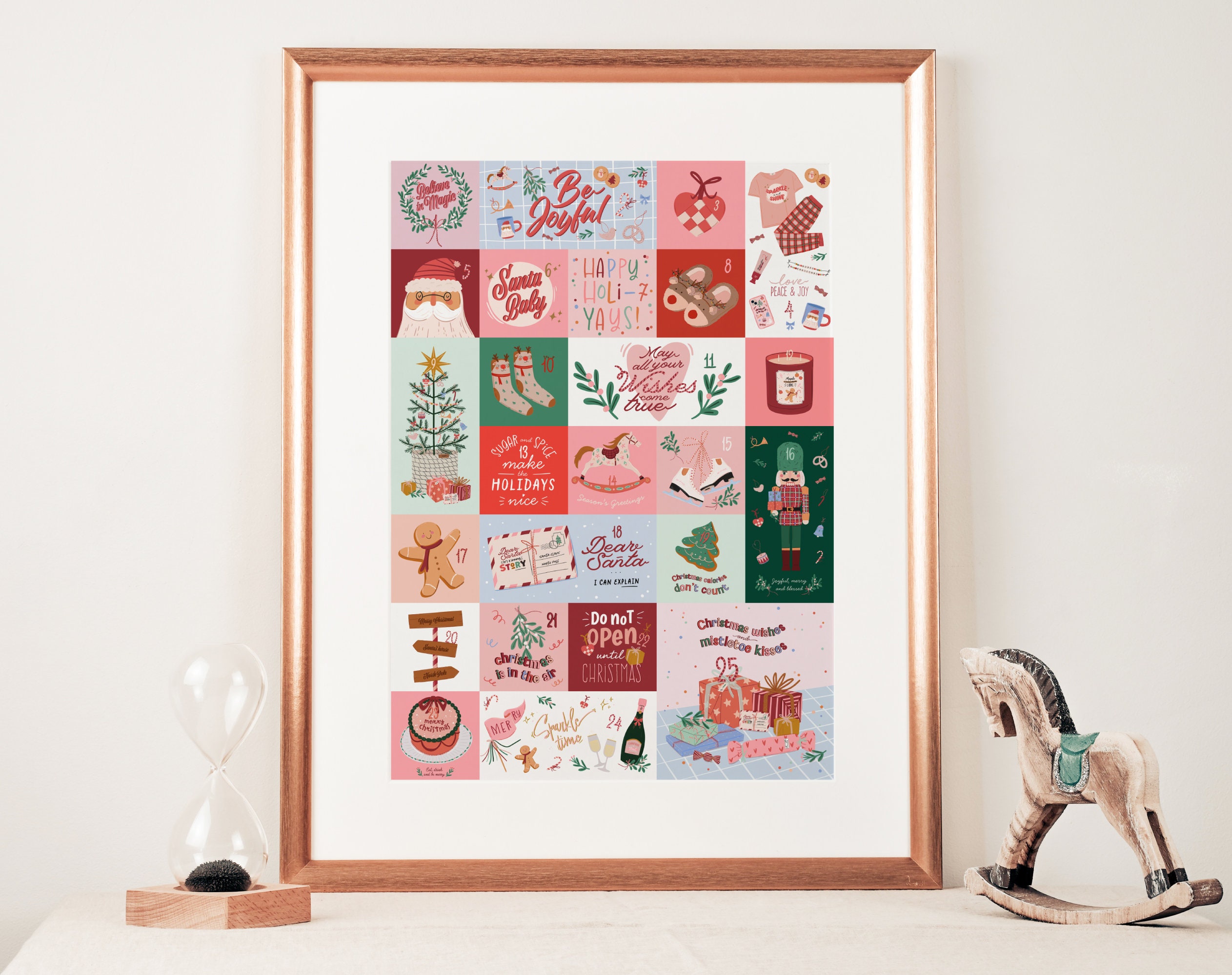 Printable Advent Calendar, Cute Christmas Countdown, Holiday Wall Art ...