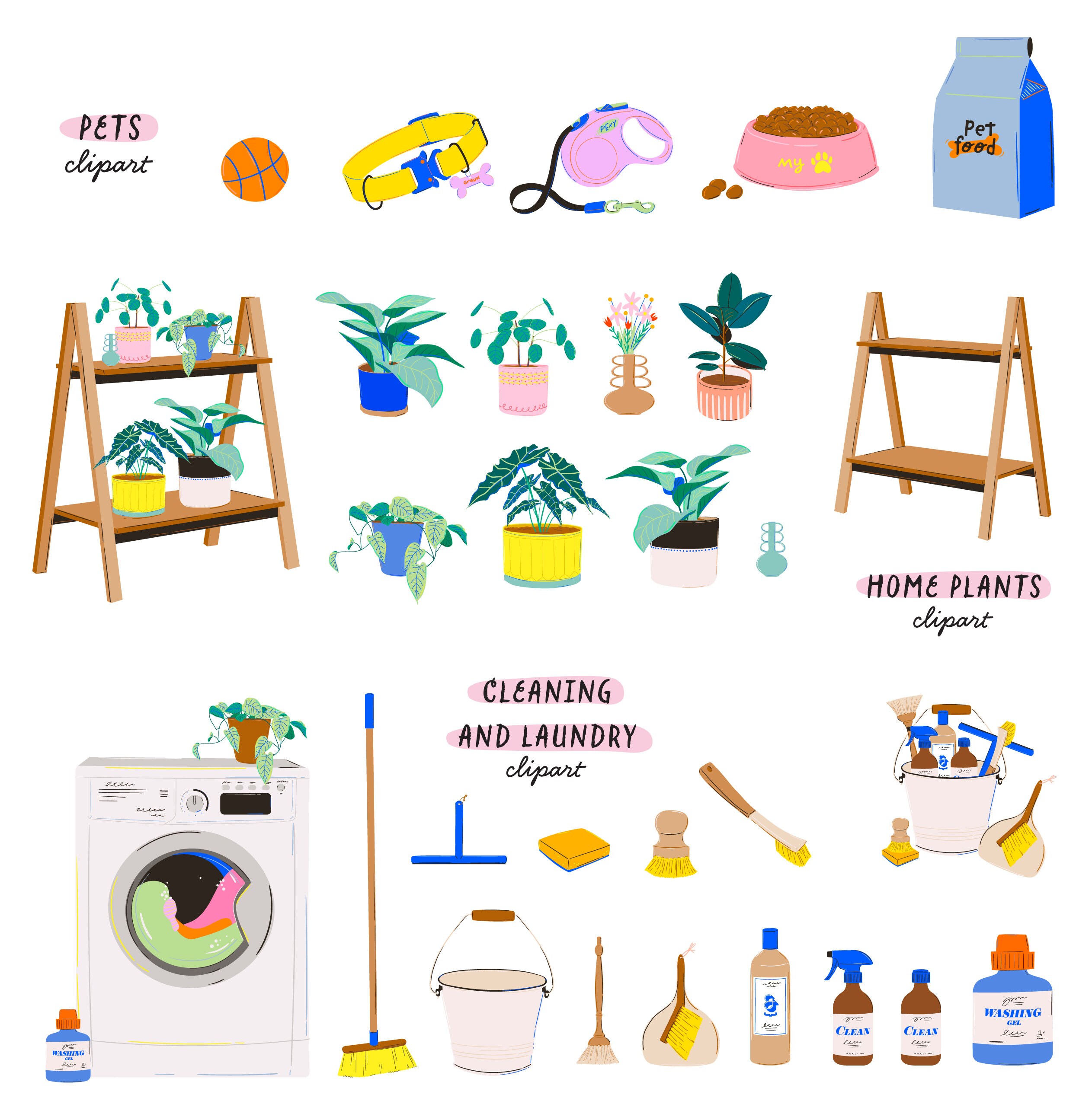 Daily Routine Clipart, Self Care Bucket List. Lifestyle Everyday Chores ...